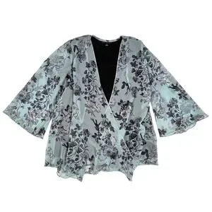 Sara Michelle | Sweaters | Sara Michelle Floral Cardigan Top Blue Black ...